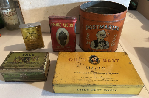 Vntg Lot Tobacco Tins Empty Yale Dill's Phillip Morris Postmaster ...
