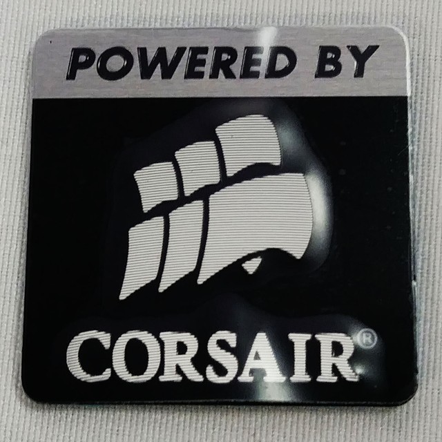 Powered by Corsair Sticker Badge for PC - Silver & Black - Set of 2 | eBay