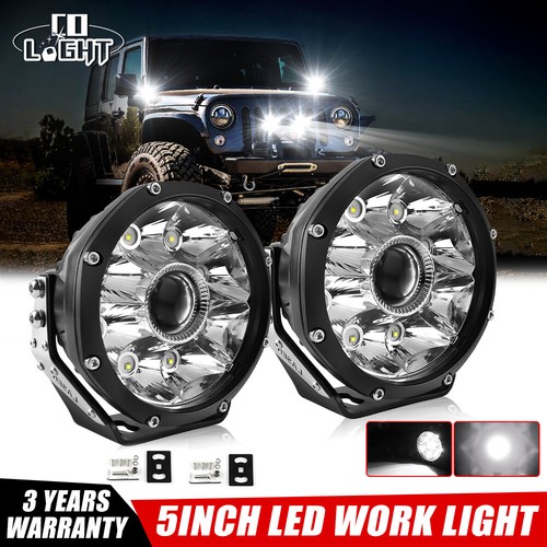 Pair 5" inch Round LED Work Light Offroad Driving Fog Lamp Pods Spot ...