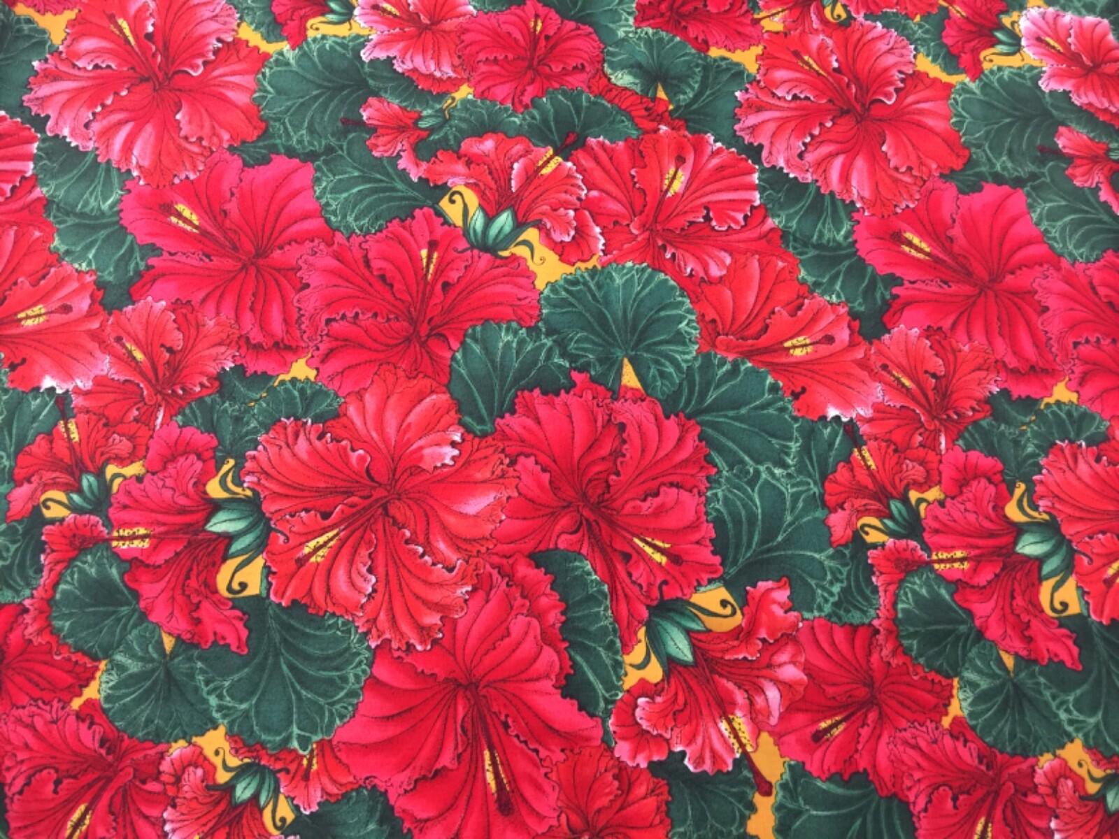 1 YD TROPICAL FLING HIBISCUS RED ISLAND FLOWER SUSIE ROBBINS 45 ...