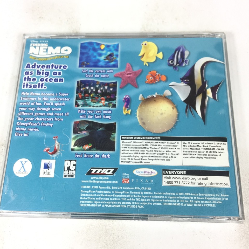 Disney Pixar Finding Nemo Underwater World Of Fun PC Mac CD-ROM 2003 ...