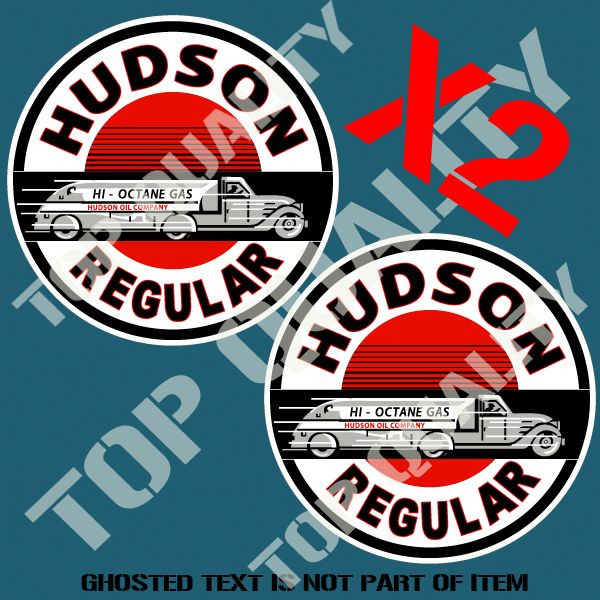 VINTAGE HUDSON REGULAR GAS Decal Sticker X2 Petroliana Mancave Garage ...