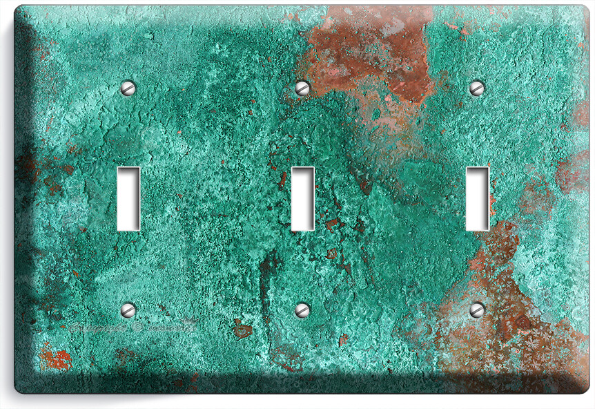 RUSTED COPPER GREEN PATINA RUSTIC LOOK LIGHT SWITCH OUTLET WALL PLATE ...