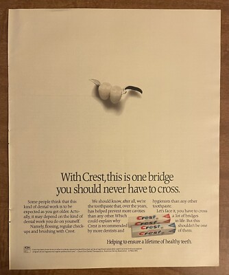 1992 Crest Toothpaste Teeth Dental Bridge Never Have To Cross 90s Print ...