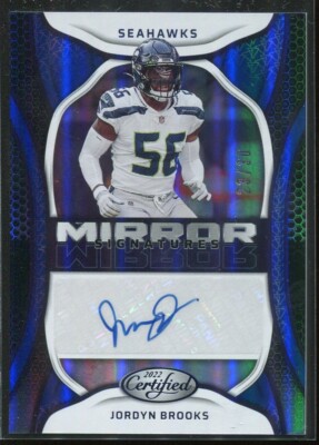 2022 Panini Certified Mirror Blue Jordyn Brooks #MS-JB Seattle Seahawks ...