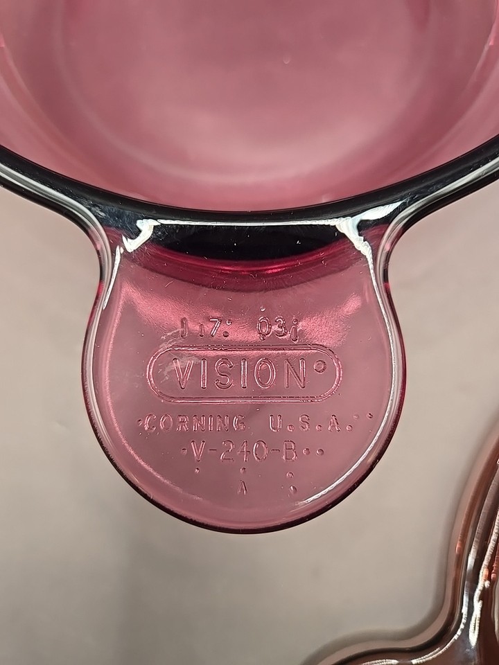 Pyrex Corning Ware Vision V-240-B Cranberry Grab It & Go Dish With Lid ...