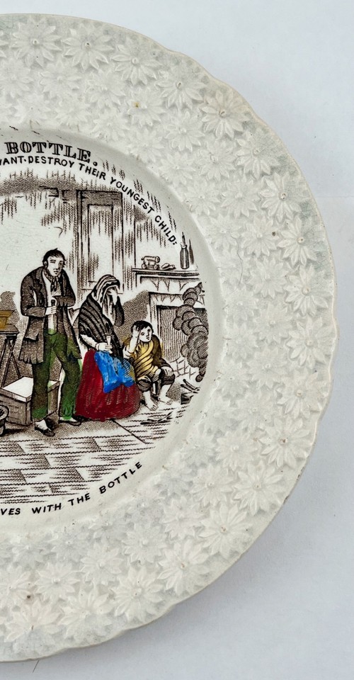 19th Cent. Transferware Staffordshire Creamware Plate - "The Bottle ...