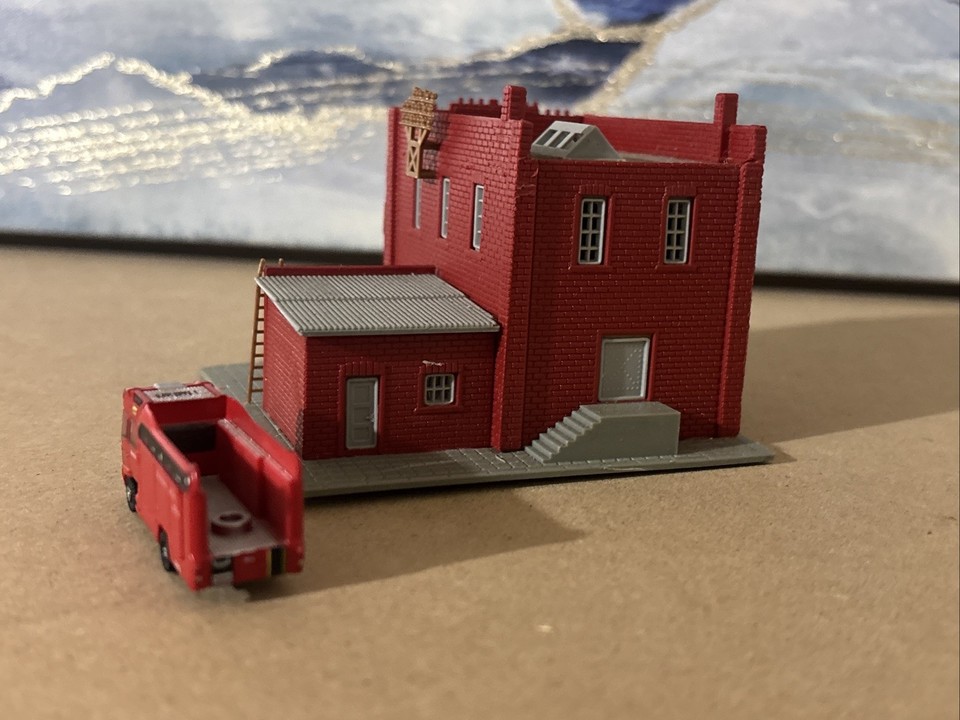 N Scale: Fire Station with fire truck. | eBay