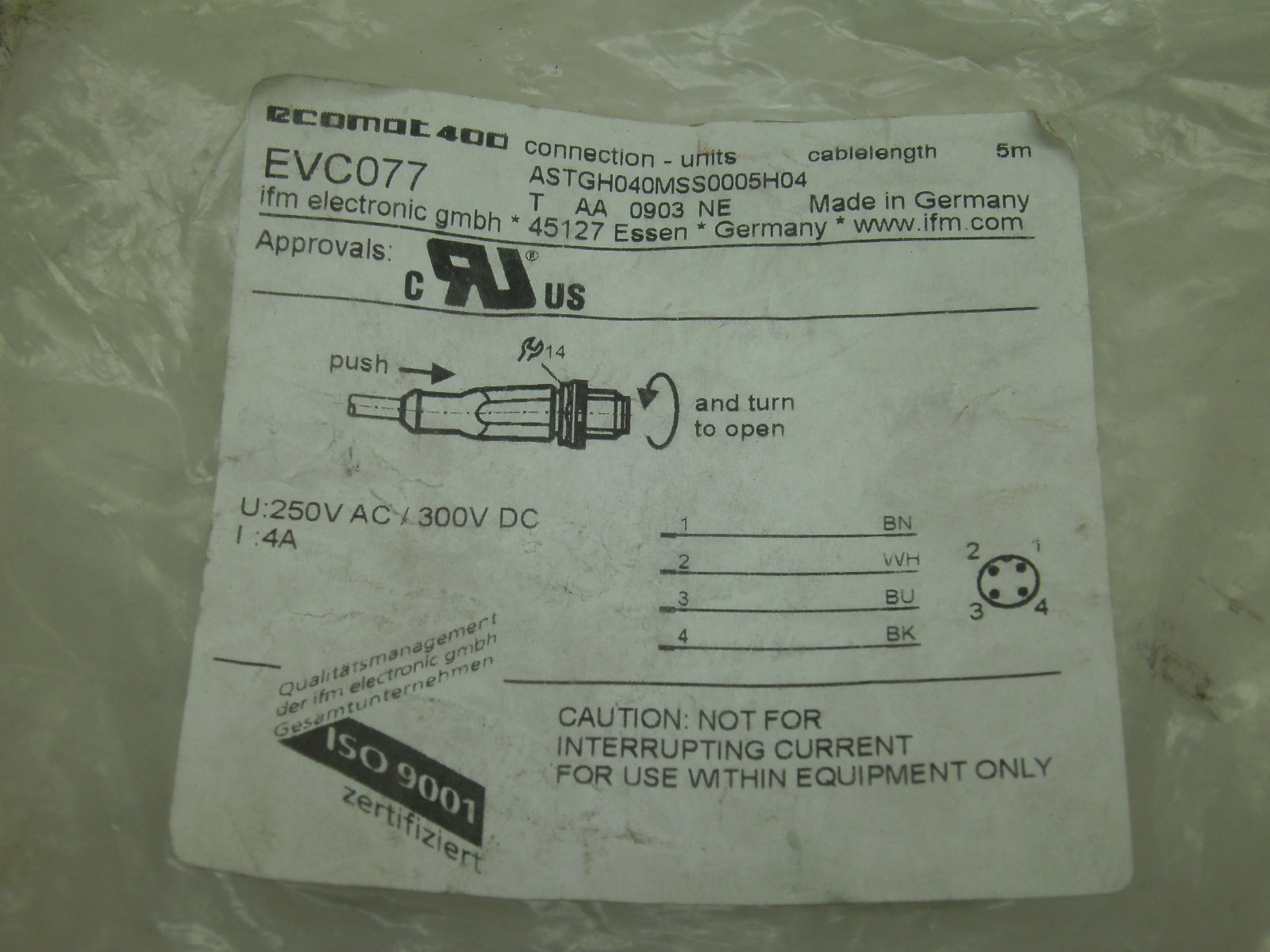 NEW ECOMAT 400 CONNECTION UNIT EVC077 5M IFM NIB FREE SHIPPING!!! | eBay