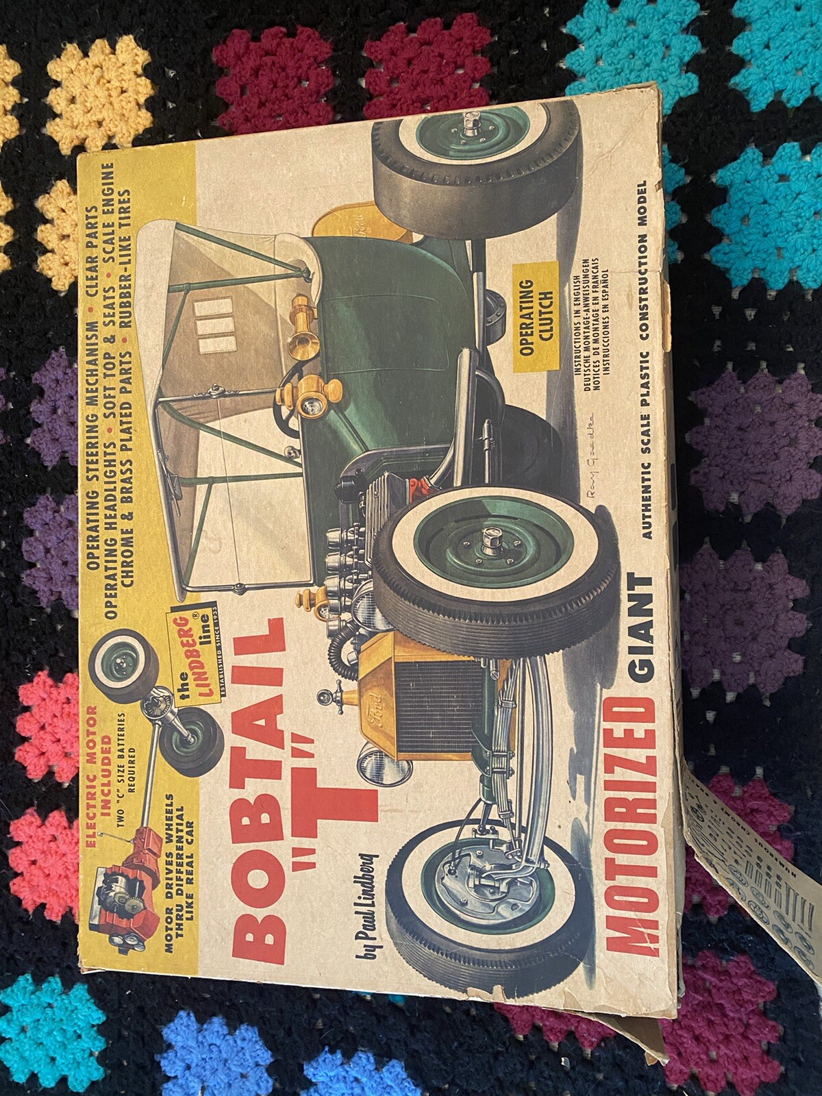VINTAGE 1962 LINDBERG BOBTAIL "T" MOTORIZED MODEL KIT 1/8 SCALE. Opened ...