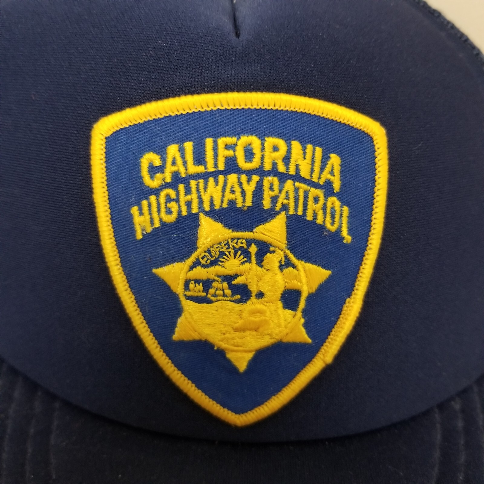 VTG 80s California Highway Patrol Patch Trucker Hat S… - Gem