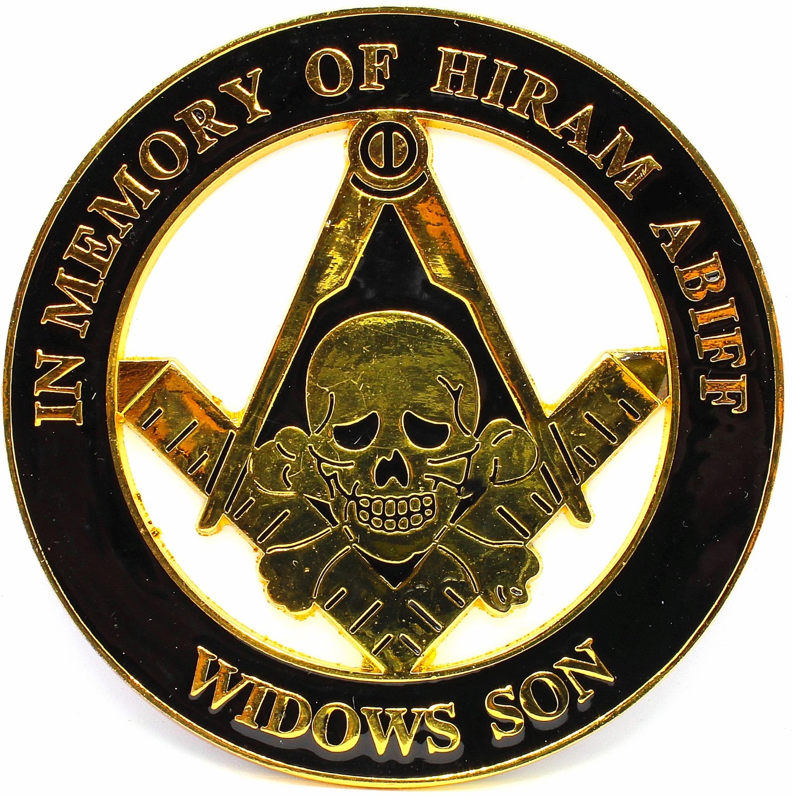 Masonic 3" In Memory of Hiram Abiff Car Emblem Widows Son Black // Gold ...