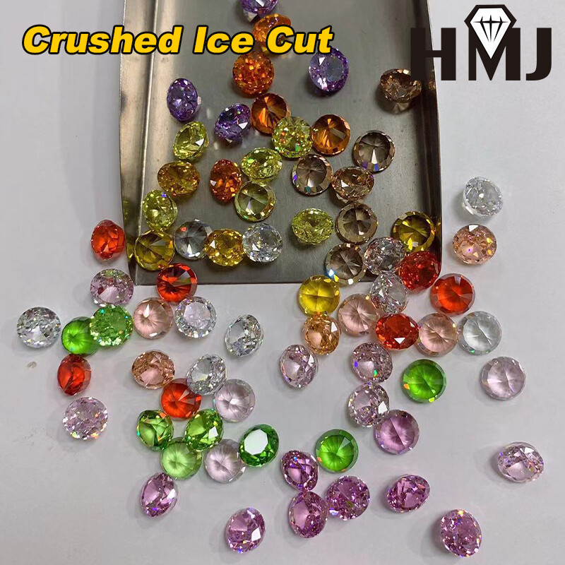 4~15mm Round Crush Ice Cut Each color Loose Cubic Zirconia 5A CZ Stone ...