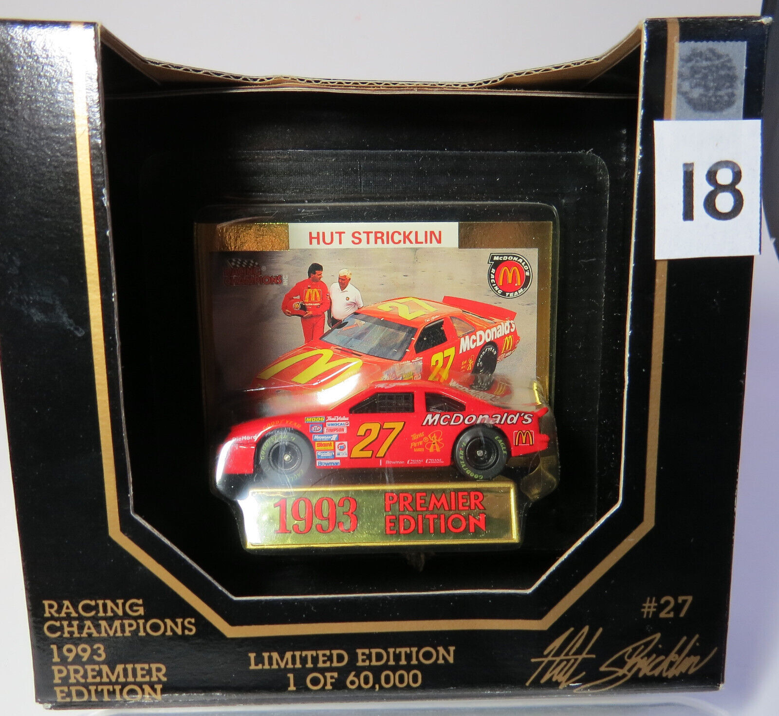MIB 1993 Racing Champions Ltd Edition 60K HUT STRICKLIN McDonald's 1:64 ...