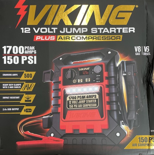 Viking 12V Jump Starter Plus Air Compressor 57085 for sale online | eBay