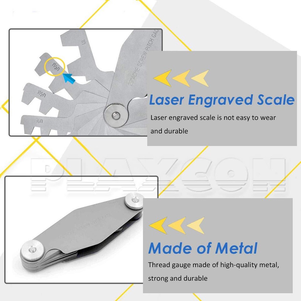29 Degree Acme Screw Pitch Gauge Stainless Steel Thread Measuring Tool ...