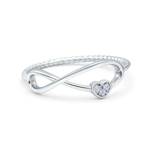 Infinity & Heart Ring Wedding Band Round Simulated CZ 925 Sterling ...