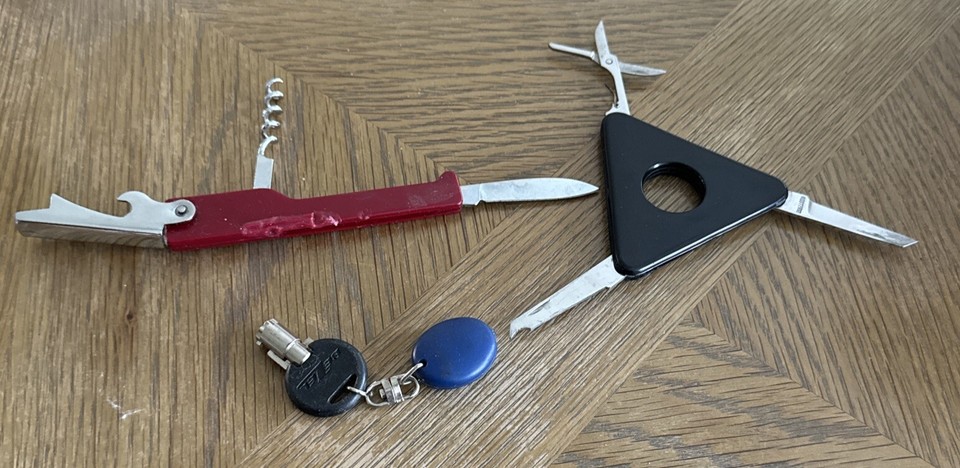 3- Items Including Rostfrei Triangle Hole Pocket Knife 4 Tools, Bezel ...