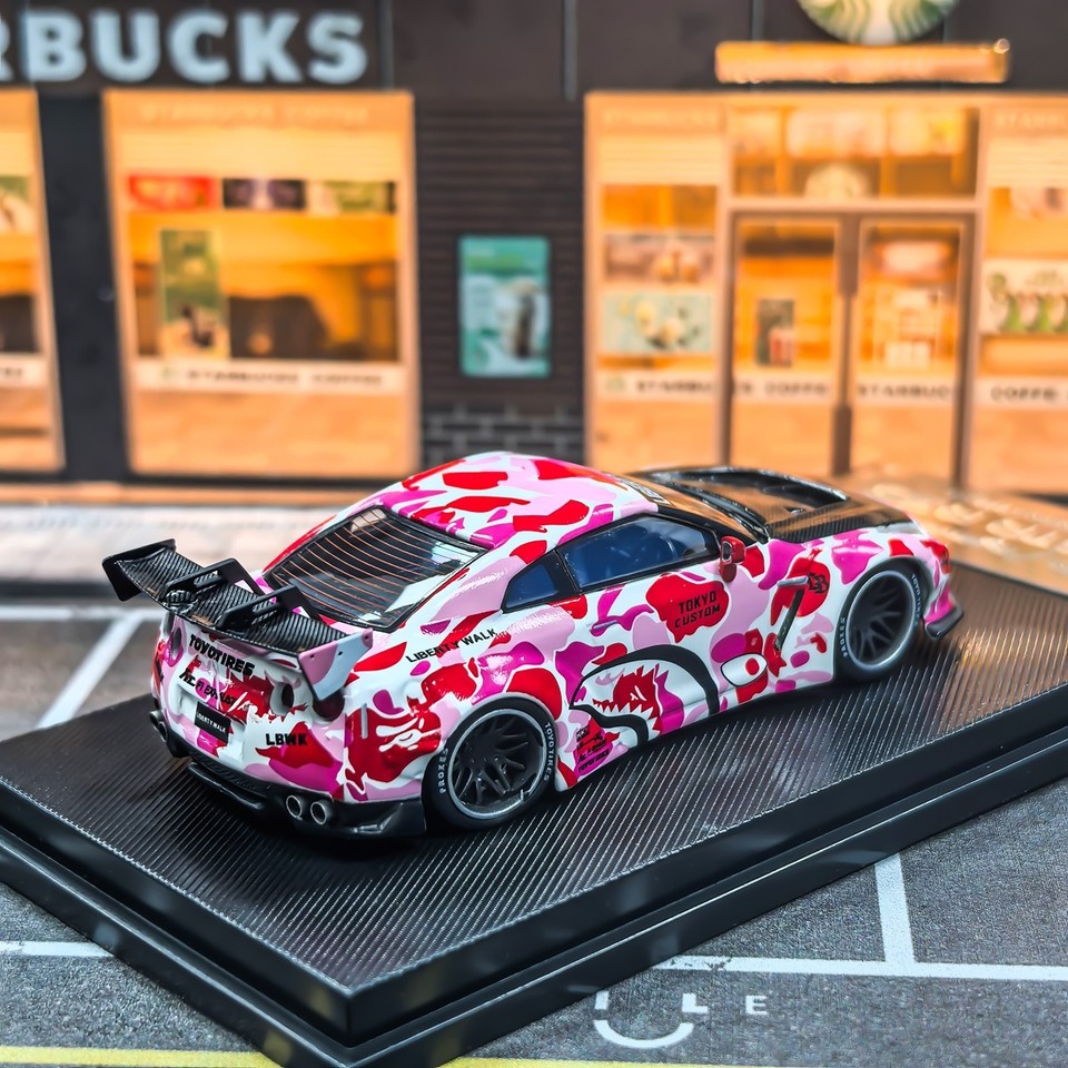 MC 1:64 Pink Camo Nissan GTR R35 LBWK Sports Model Diecast Metal Car ...