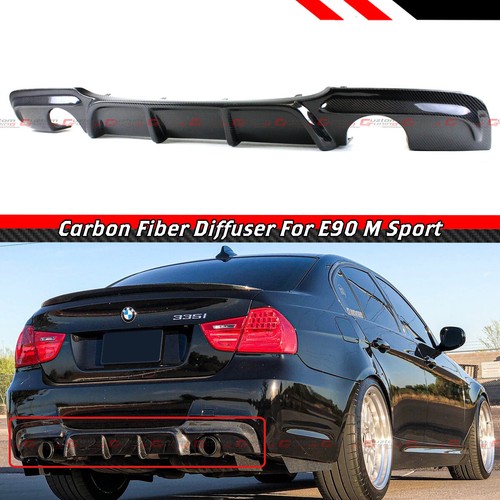 FOR 2005-2011 BMW E90 E91 M SPORT CARBON FIBER DUAL EXHAUST REAR BUMPER ...