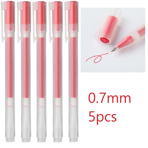 MUJI Gel Ink Ball Point Pen 0.7mm red color 5pcs made in japan ...