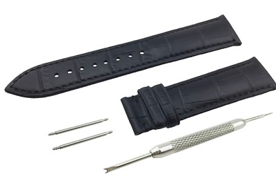 Black Genuine Leather Strap/Band fit OMEGA Watch Clasp 18 19 20 21 22mm ...