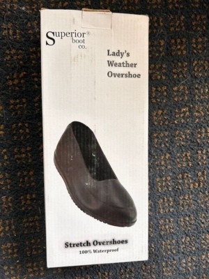 Rubber OVERSHOES Ladies Size Large 9-10.5 New Free Ship Black Superior ...