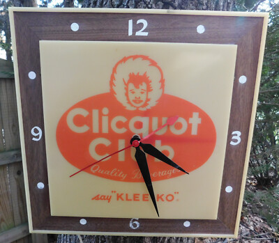 Vintage Clicquot Club Clock 16" Advertising Wall Clock by Hagen Soda ...