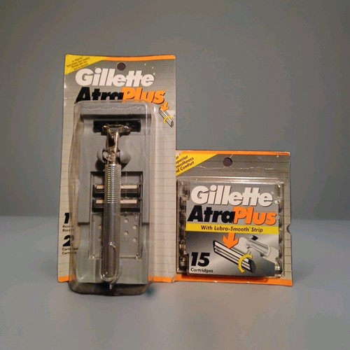 Vintage Original 90s Gillette Atra Metal Razor Handle With 17 Original ...