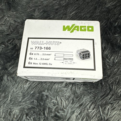 Wago Wall-Nuts 773-166, 6 Conductor Push Wire Connector, Box of 50 ...