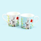 Grace Teaware Blue & White Flower Bunny Bone China Assorted Mugs Set of ...