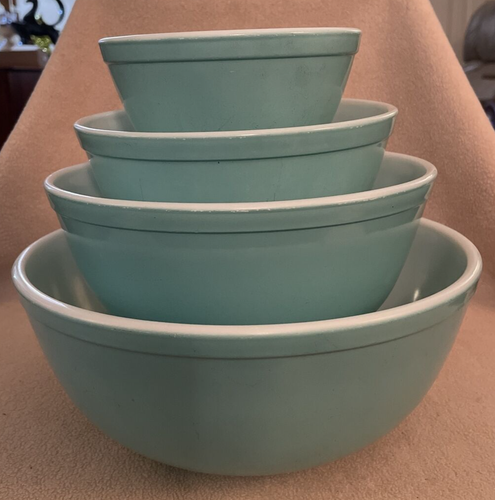 Vintage Pyrex Aqua Turquoise Nesting Mixing Bowls 1956-1963 Highly ...