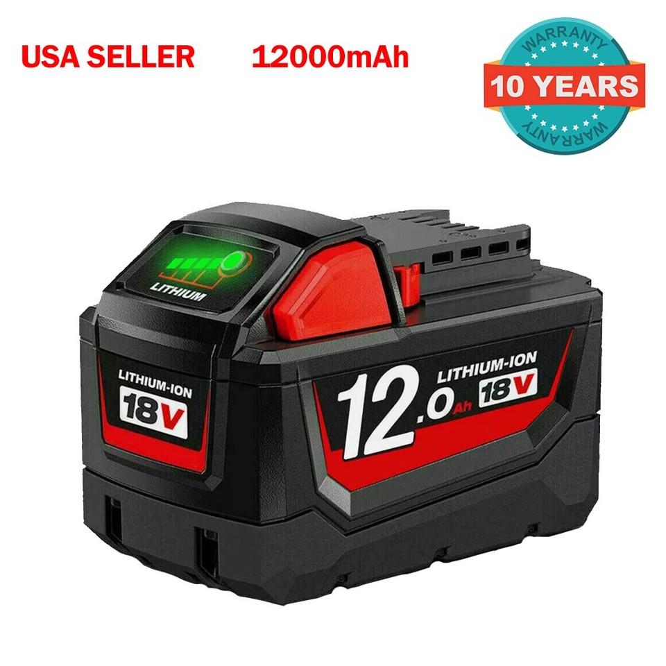 Fit Milwaukee M18 12AH 18V Extended Capacity Battery Li-Ion XC M18B5 18 ...