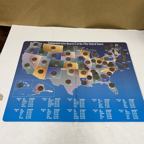 Fifty States Quarter Collection Full Map Album of all 50 Coins Complete ...