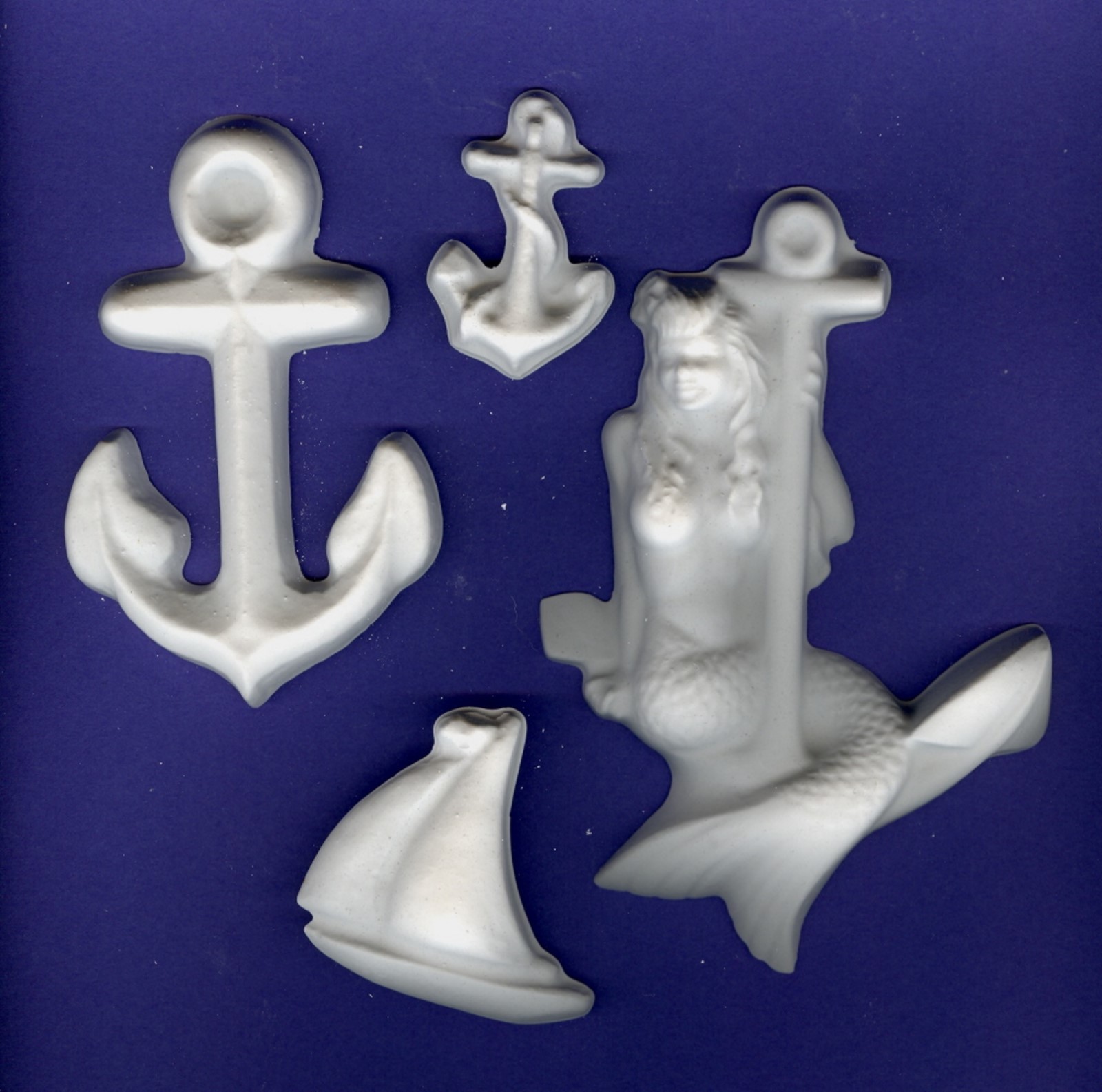 Mermaid, anchors, & sailboat plaster of Paris painting project. Set of ...