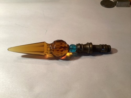 Glass Finial Victorian Style Amber And Blue Glass on Brass | eBay