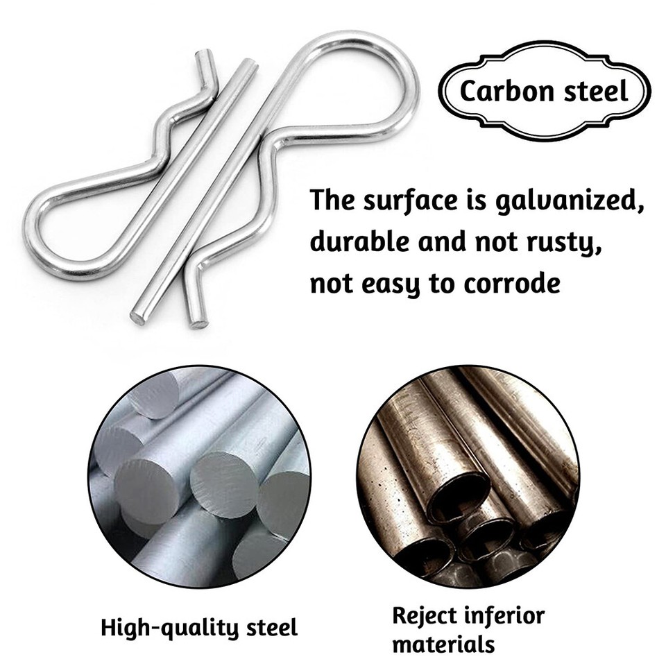100pcs R Clips for Securing Clevis Pins Bright Zinc Plated Retaining ...