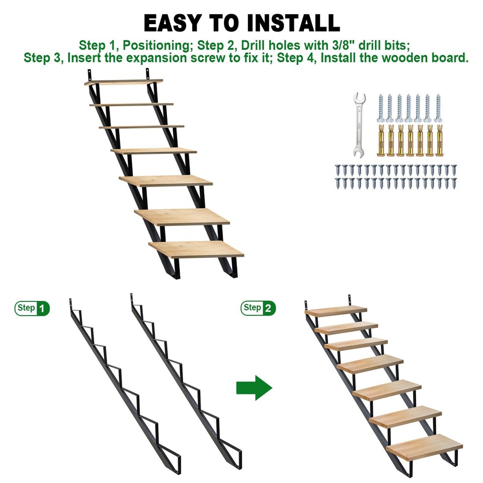 Steel Stair Stringer 7 Step Metal Stair Stringers For Deck Height 57 ...