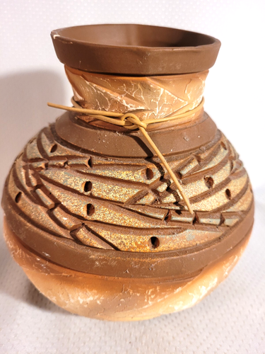 Vtg Steven Kaye Original Pottery Clay Southwestern Pot Painted Signed ...