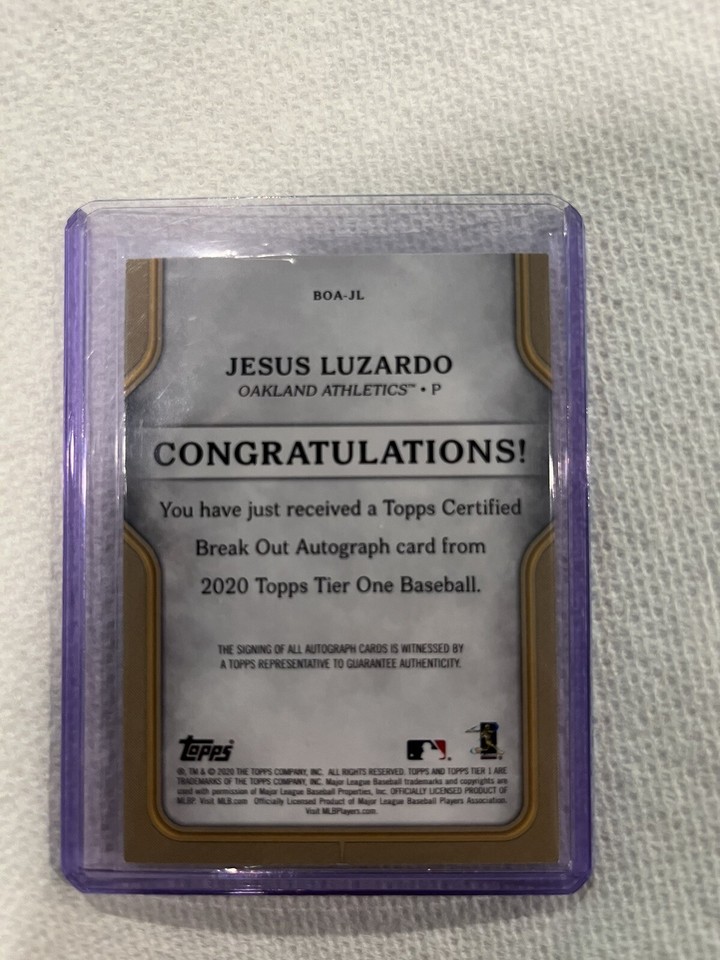 2020 topps tier one jesus luzardo auto oncard rookie /299! | eBay