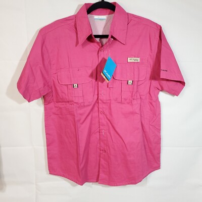 Columbia PFG Shirt Mens Small Nylon Short Sleeve Pink Fishing NWT | eBay