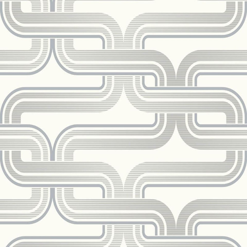 Retro White Grey Wallpaper Geometric Link Chain Effect Slightly ...