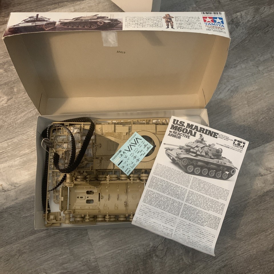 1992 Tamiya 35157 U.S. Marine M60A1 Tank w/ Reactive Armour 1/35 Model ...
