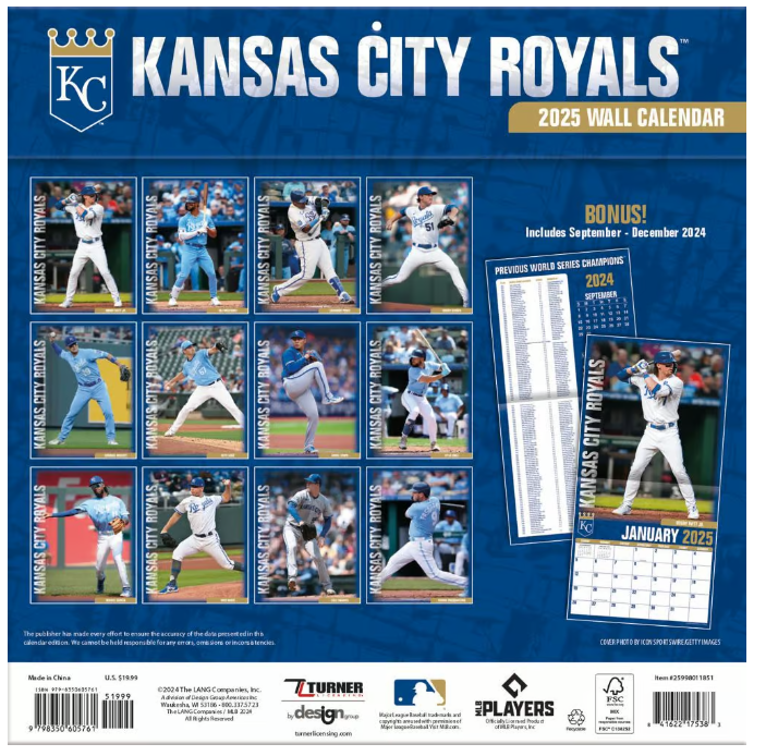 KANSAS CITY ROYALS - 2025 CALENDAR - BRAND NEW - 11851 | eBay