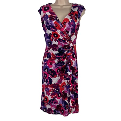 American Living Dress Women's Size 4 Sleeveless Sheath Ruched Floral V ...