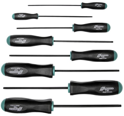 8pc Set Torx®/Star Tamper Resistant Tip ScrewDrivers TR9-TR40 Bondhus ...