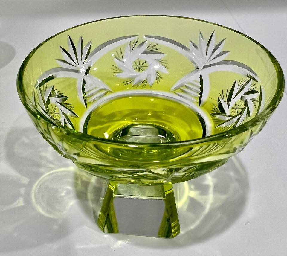 1 BOHEMIAN LIME PERIDOT CASED CUT TO CLEAR CRYSTAL 3" X 3" SALT | eBay