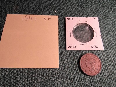 1841 large cent VF COINS GRADED BY A COIN DEALER NOT ME SO SELLING AS ...