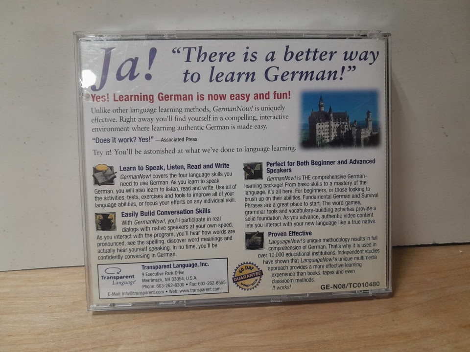 Learn German Now Version 8 Windows PC CD-ROM Computer Software Program ...