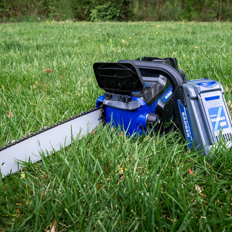 BADGER Electric Chainsaw Cordless 40V 16" Brushless , 4.0 Ah Battery ...
